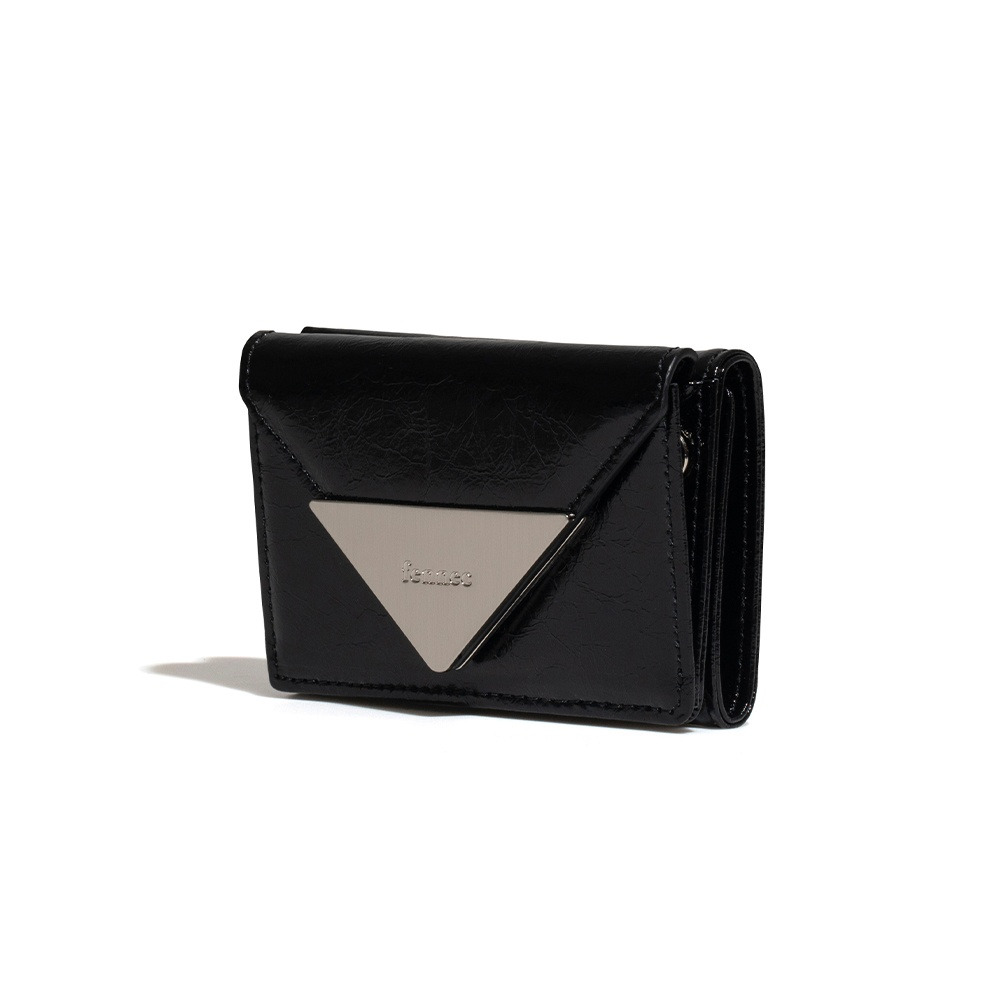 CRINKLE TRIANGLE TRIPLE WALLET D - BLACK - 하고