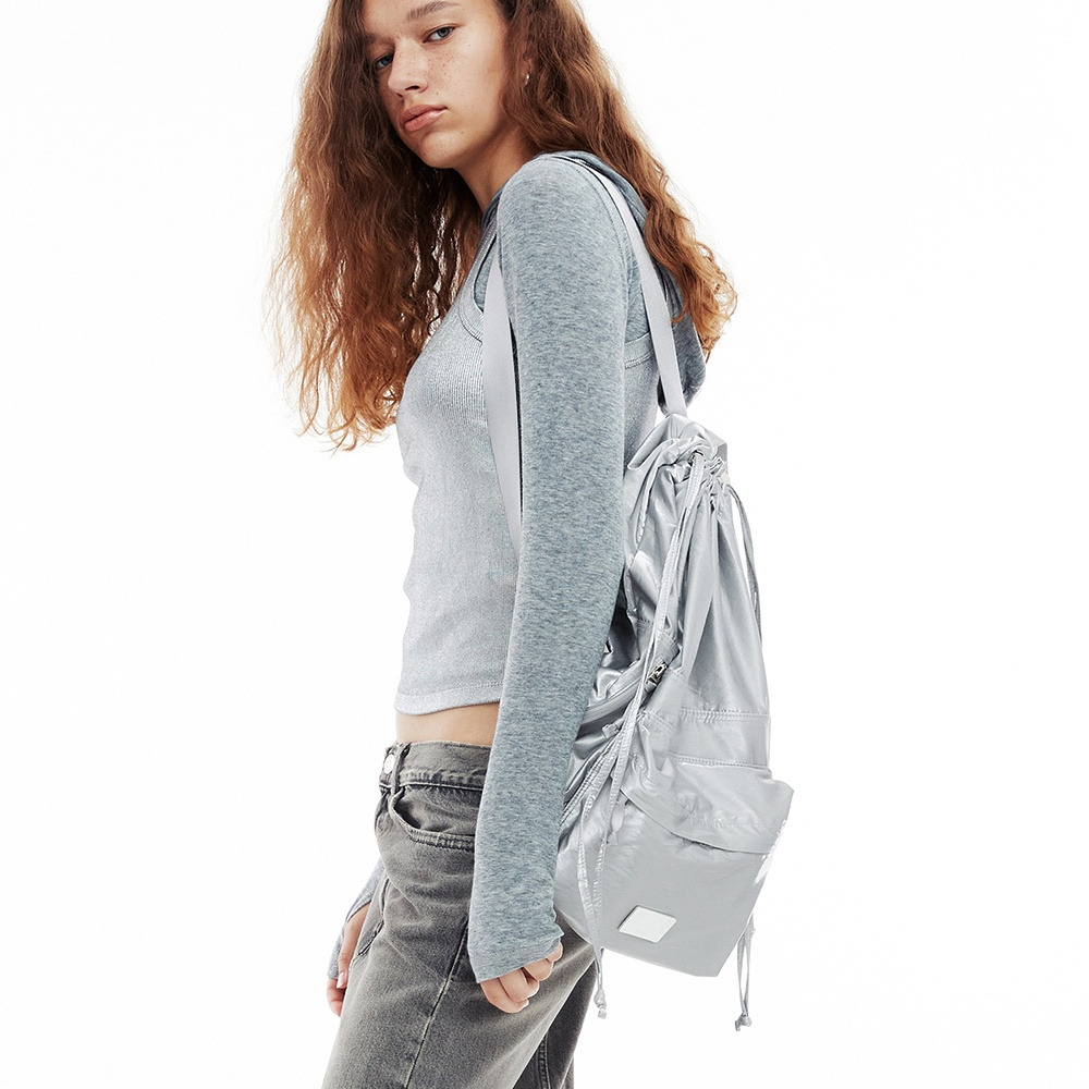 DRAWSTRING BACKPACK - SILVER - HAGO(하고)