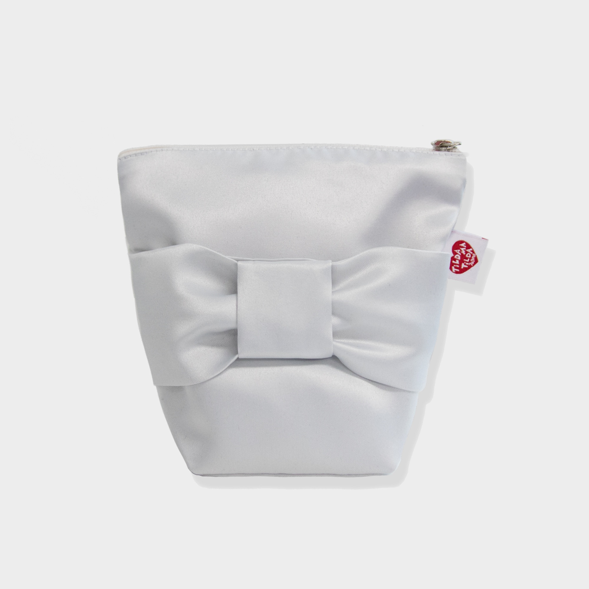 Satin Bow Pouch_silver - HAGO(하고)