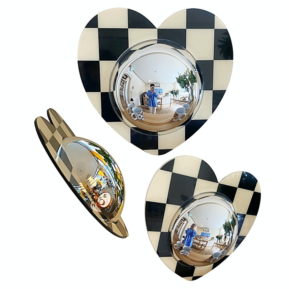 Heart Acrylic Convex Mirror (Checkerboard) - 하고(HAGO)