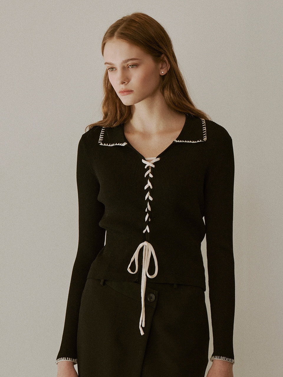 Crop corset string cardigan (2color) - HAGO(하고)