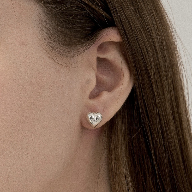 925 Silver Mini Heart Stud Earrings - HAGO(하고)