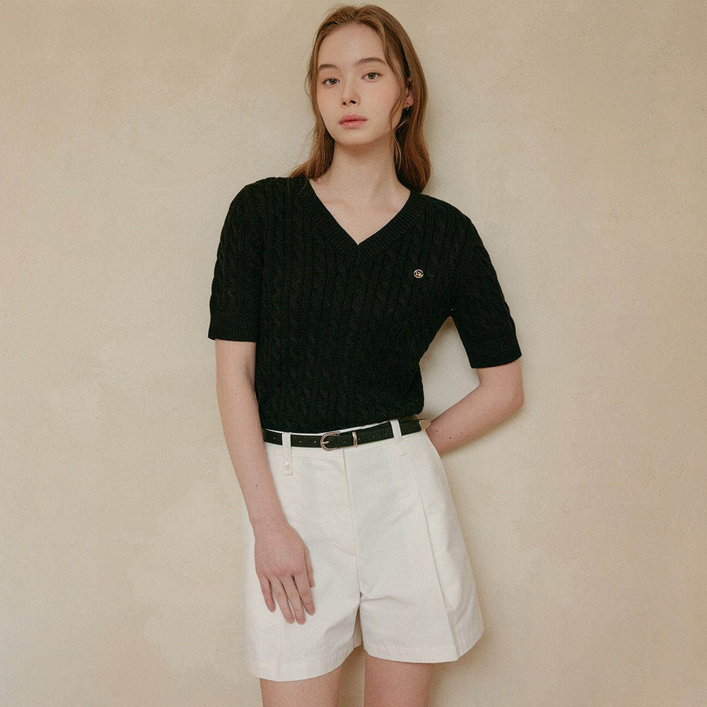 해리 케이블 브이넥 니트_블랙 / HARRY CABLE V NECK KNIT_BLACK - HAGO(하고)