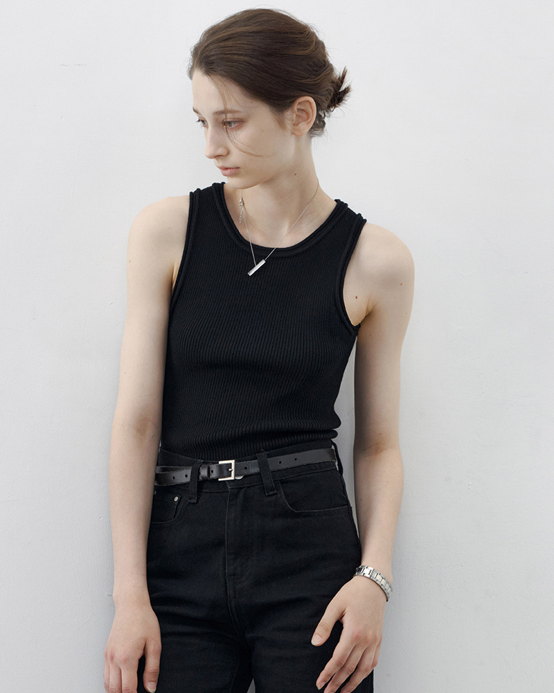 TG_Basic round sleeveless top_BLACK - HAGO(하고)