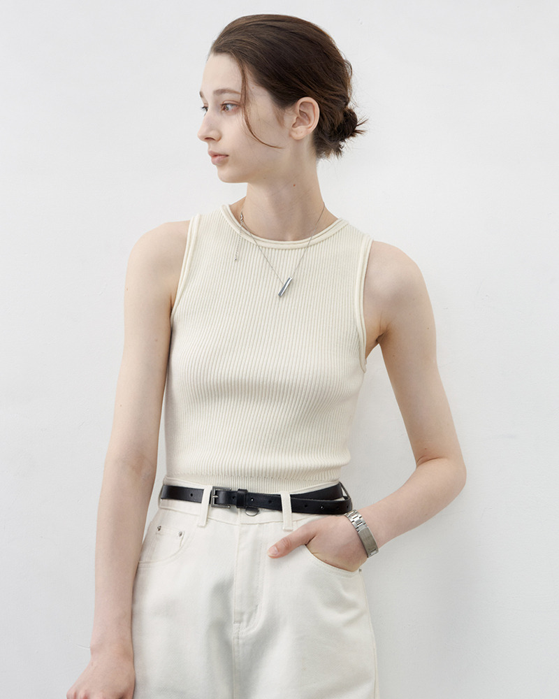TG_Basic round sleeveless top_IVORY - HAGO(하고)