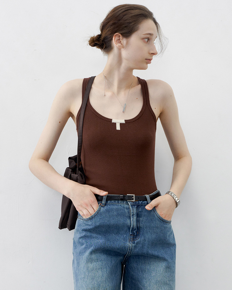 TG_Basic stretch sleeveless top_BROWN - 하고(HAGO)