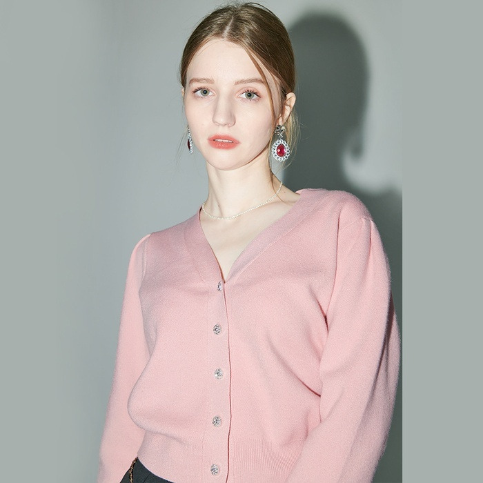 L'autre de min shine Pink knit cardigan - HAGO(하고)