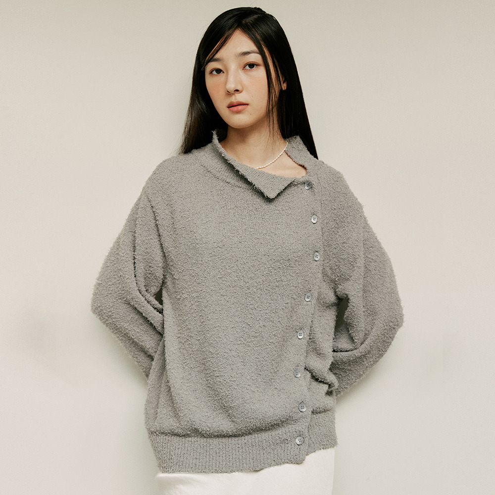 SIDE BUTTON CARDIGAN_GREY - HAGO(하고)