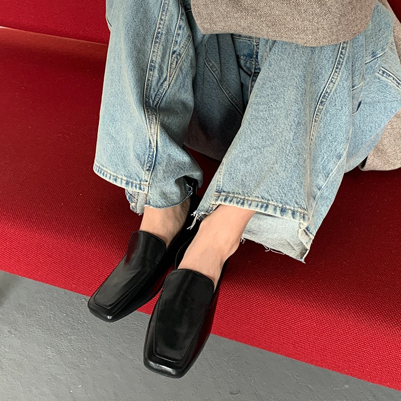 [오피스코어]me2401 square stich mono loafer 스퀘어 스티치 모노 로퍼 - black - 하고