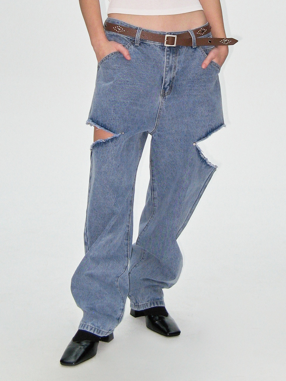 SIDE CUT DENIM, MEDIUM BLUE - 하고