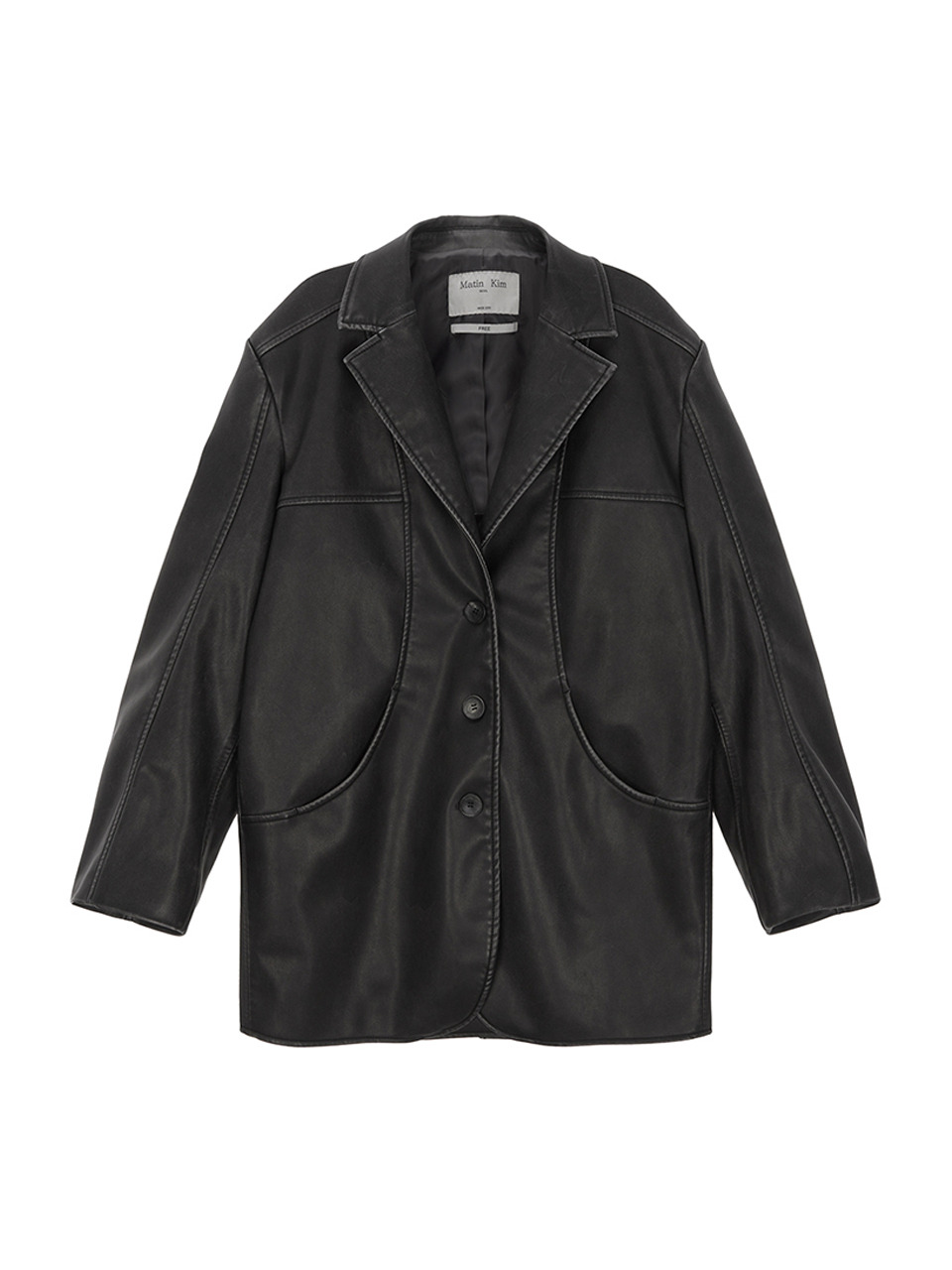WASHED LEATHER SINGLE JACKET IN BLACK - 하고