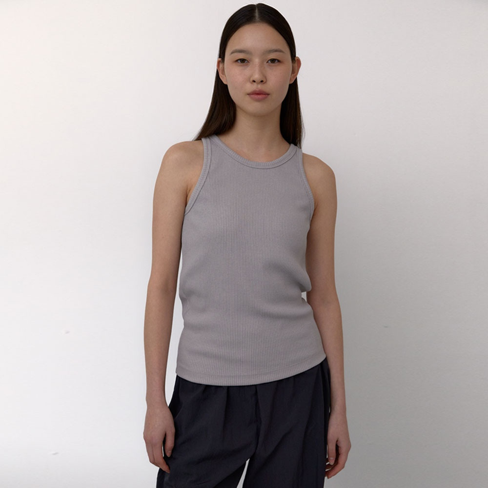 Rib Knit Sleeveless Top (Grey) - HAGO(하고)