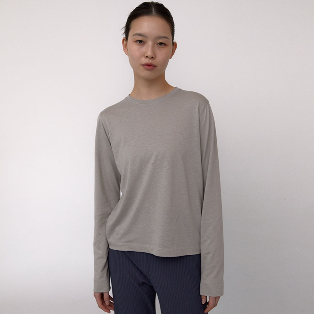 Tencel Long Sleeve T-Shirts (Grey) - 하고(HAGO)