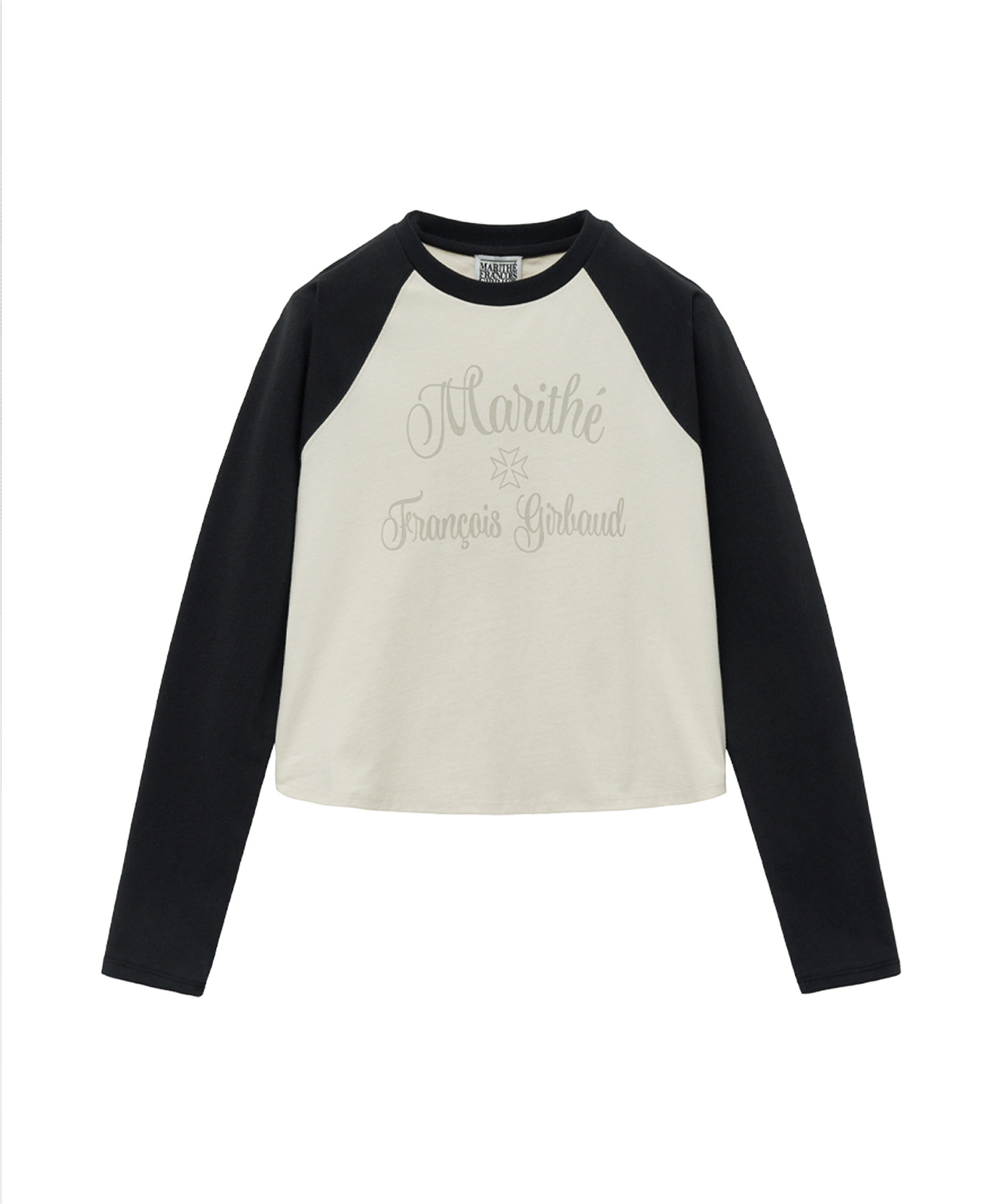 W ROUND EDGE CROP RAGLAN LONG SLEEVE black - 하고(HAGO)