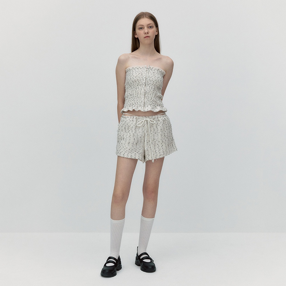 RIBBON TWEED STRING SHORT PANTS [WHITE] - 하고