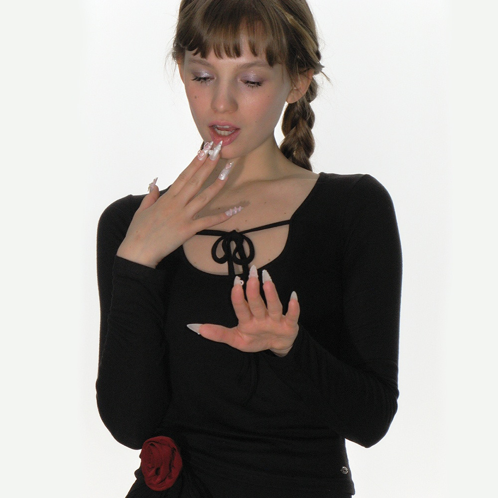 STRING U-NECK TOP_BLACK - HAGO(하고)