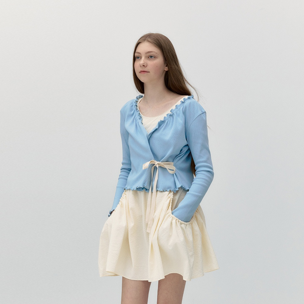 SOFT FRILL WRAP CARDIGAN [SKY BLUE] - HAGO(하고)