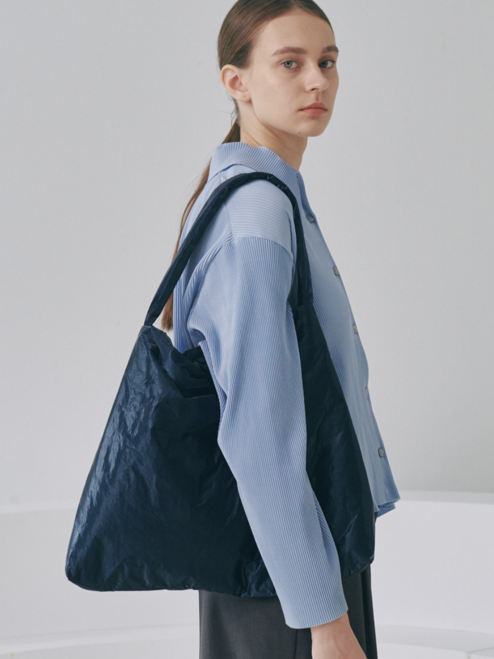 Padded Large Shopper Bag_Navy - HAGO(하고)