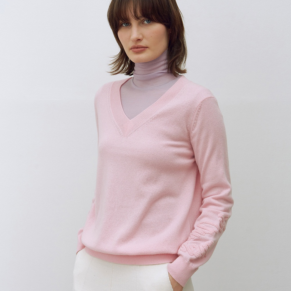 Boucle Stitch Color Point Pullover Pink - 하고(HAGO)