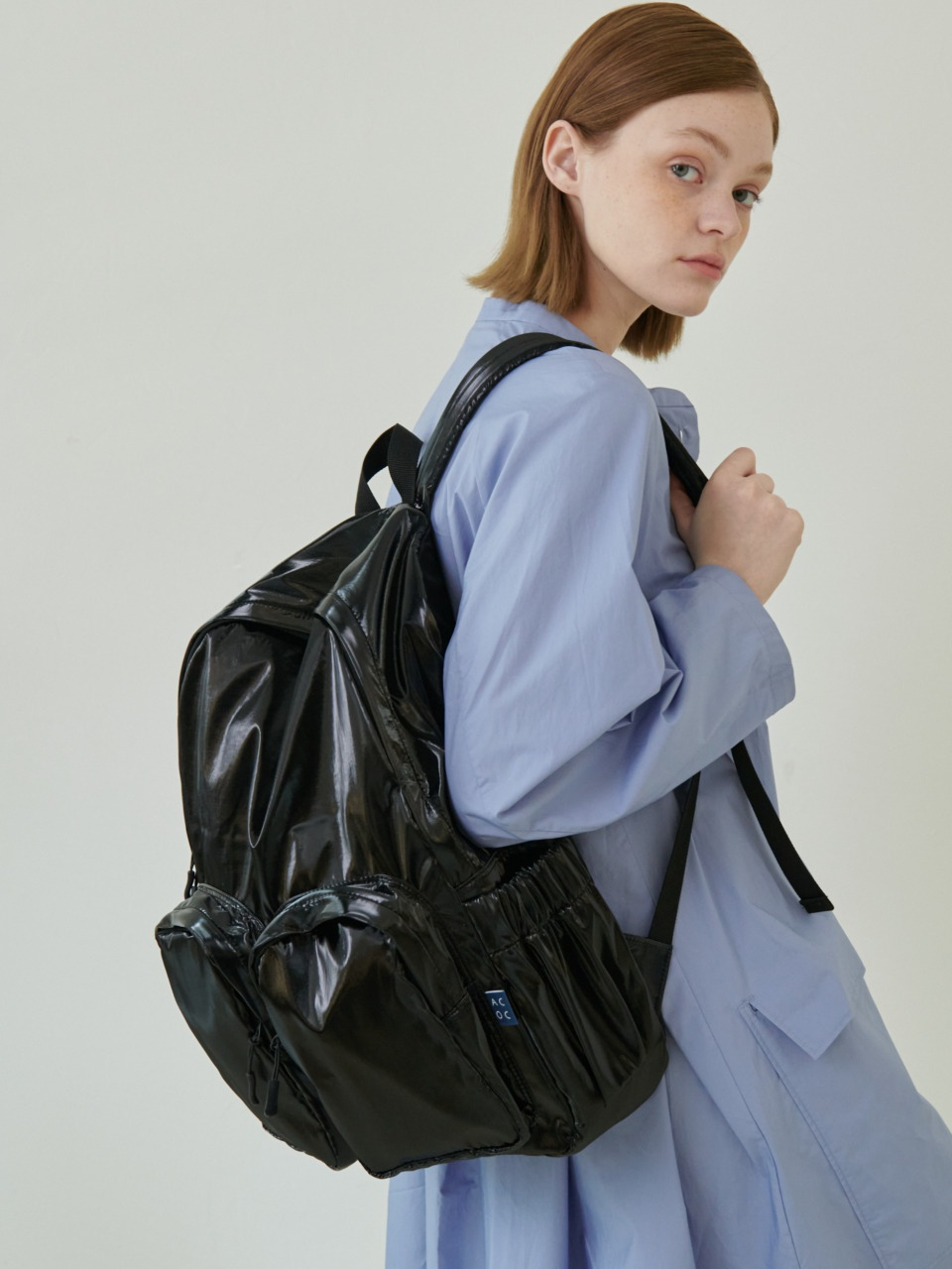 Multipocket Backpack_Glossy Black - 하고(HAGO)