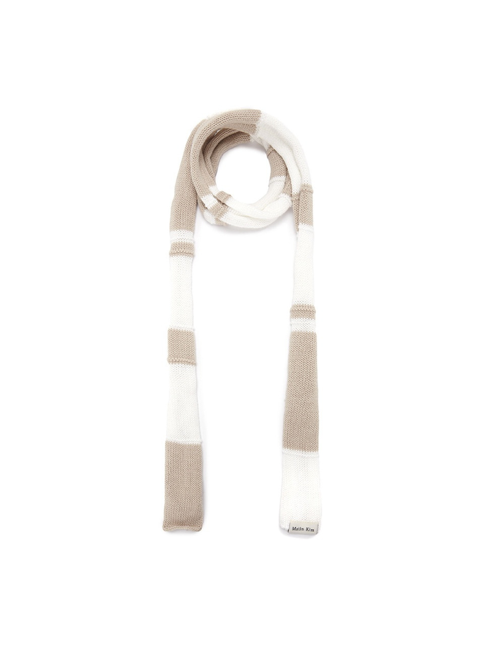 COLOR BLOCK KNIT MUFFLER IN BEIGE - 하고(HAGO)