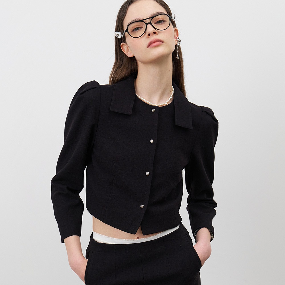 24 Spring _ Black Crepe Ceremony Top [예약] - HAGO(하고)