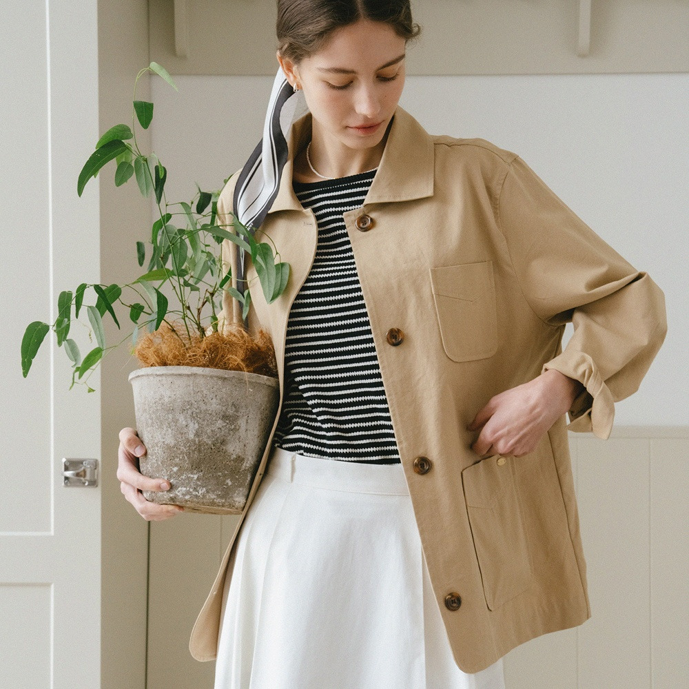 Nora French Work Jacket_Beige - 하고(HAGO)