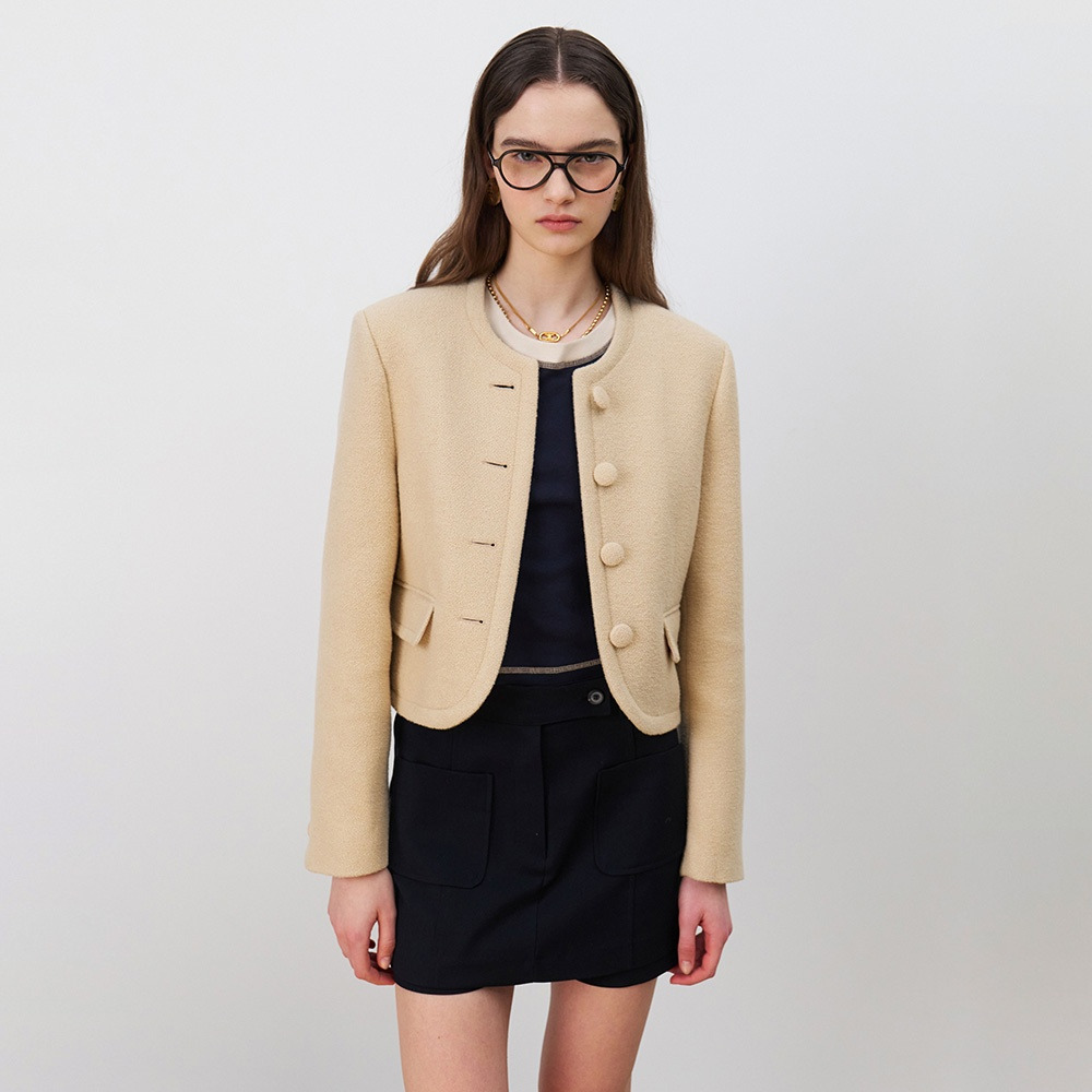 24 Spring_ Vinatage Custard Boucle Blazer - HAGO(하고)