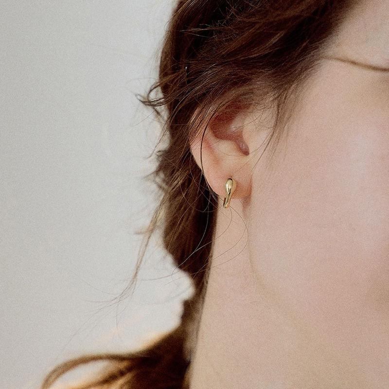 [14K] Single Drop One-touch Earrings - HAGO(하고)