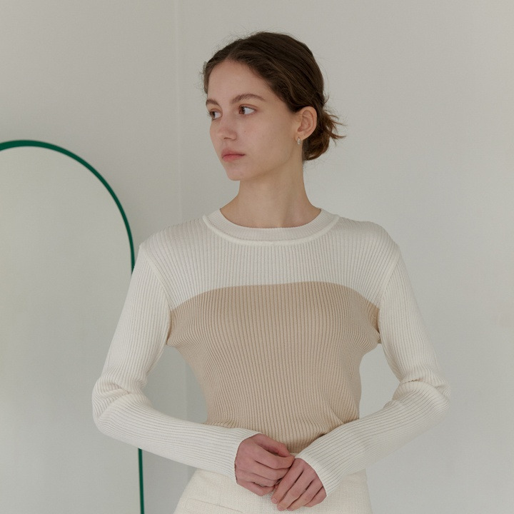 LINE GOLGI KNIT_BEIGE - HAGO(하고)