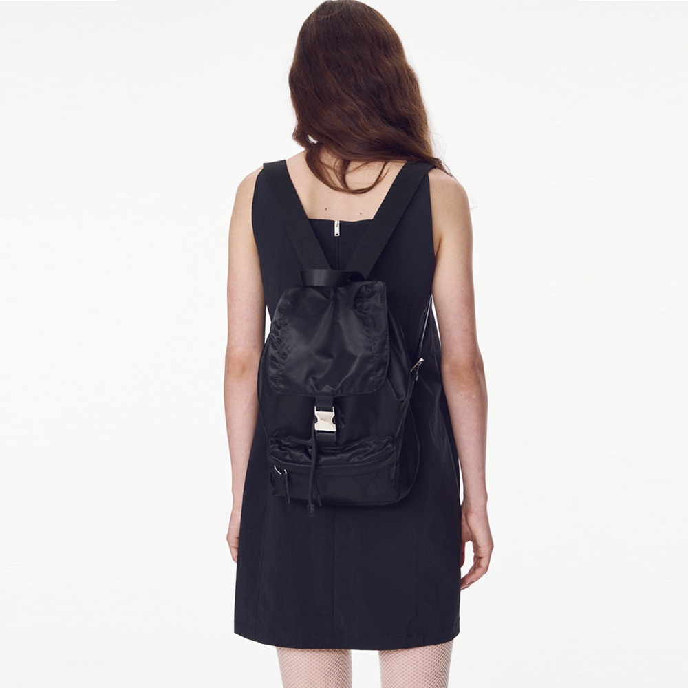 Buckle Nylon Backpack, Black - HAGO(하고)