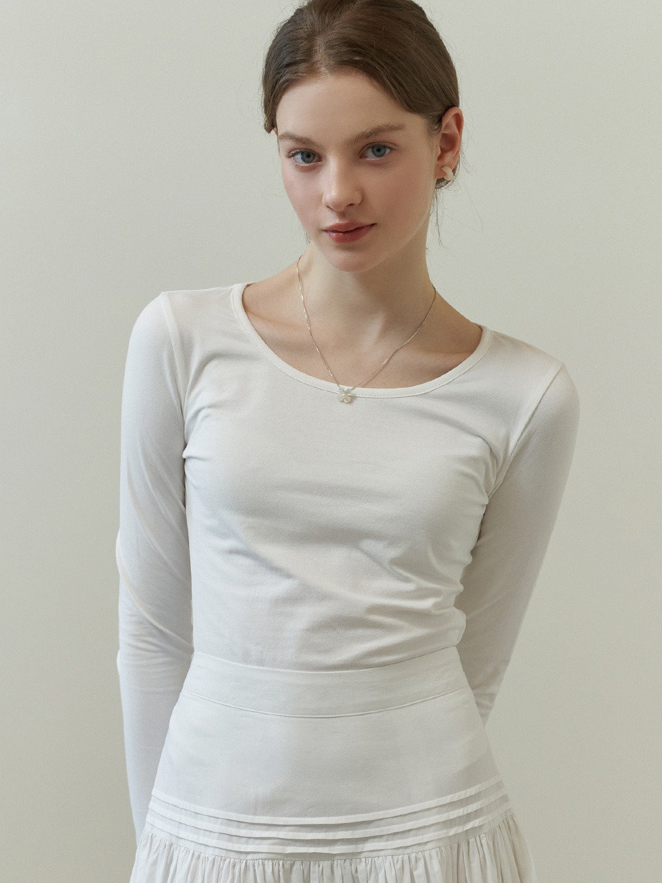 Base cotton t-shirt (white) - HAGO(하고)