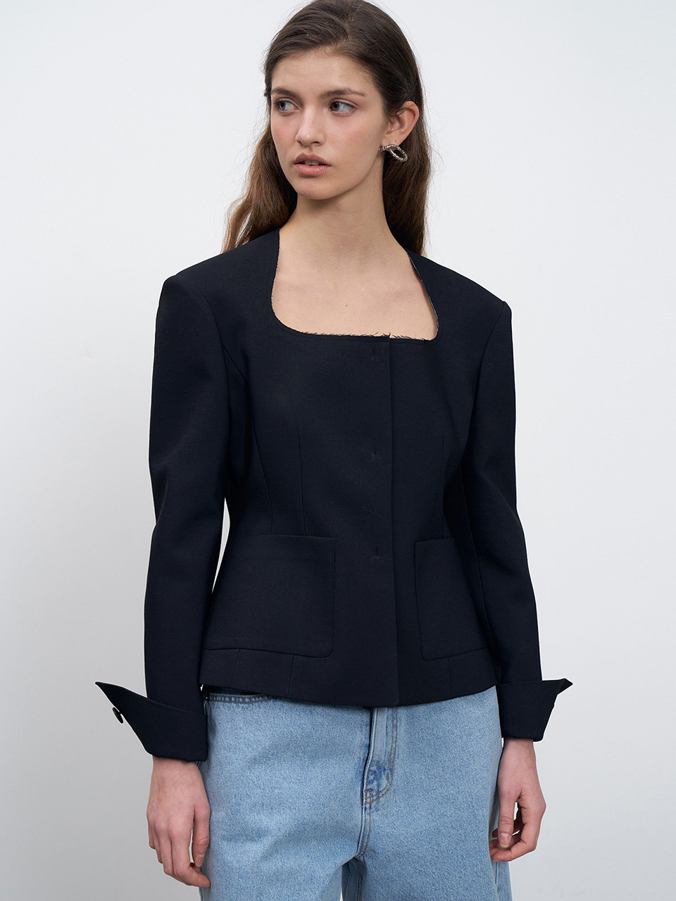 Minimal Square Neck Jacket - 하고
