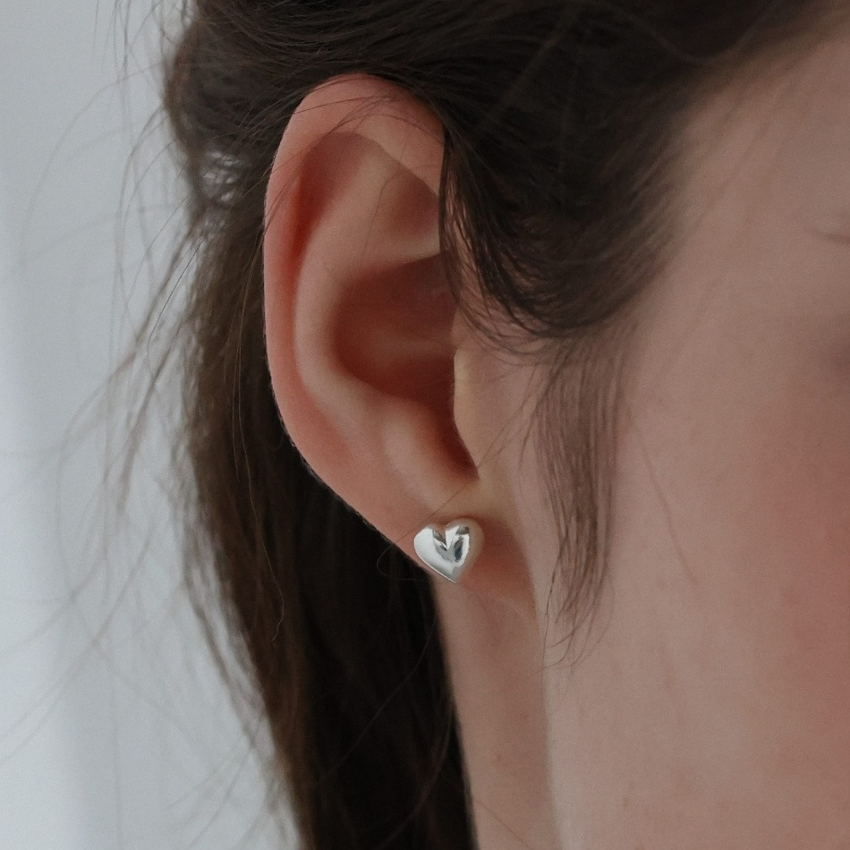 [30%쿠폰][Silver 925] Plump Heart Earrings SE227 - Silver - HAGO(하고)