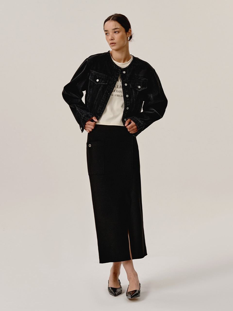 Wrap Slit Skirt_Black - HAGO(하고)