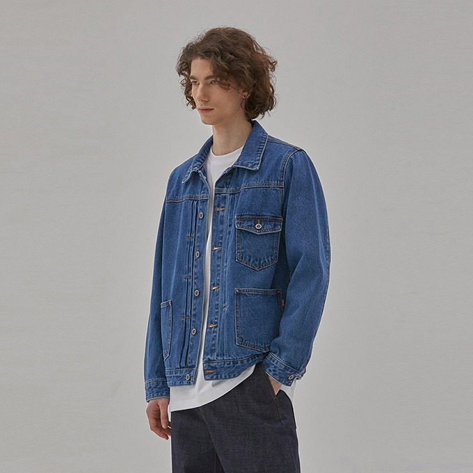 DENIM TRUCKER TWO TUCK JACKET INDIGO - HAGO(하고)