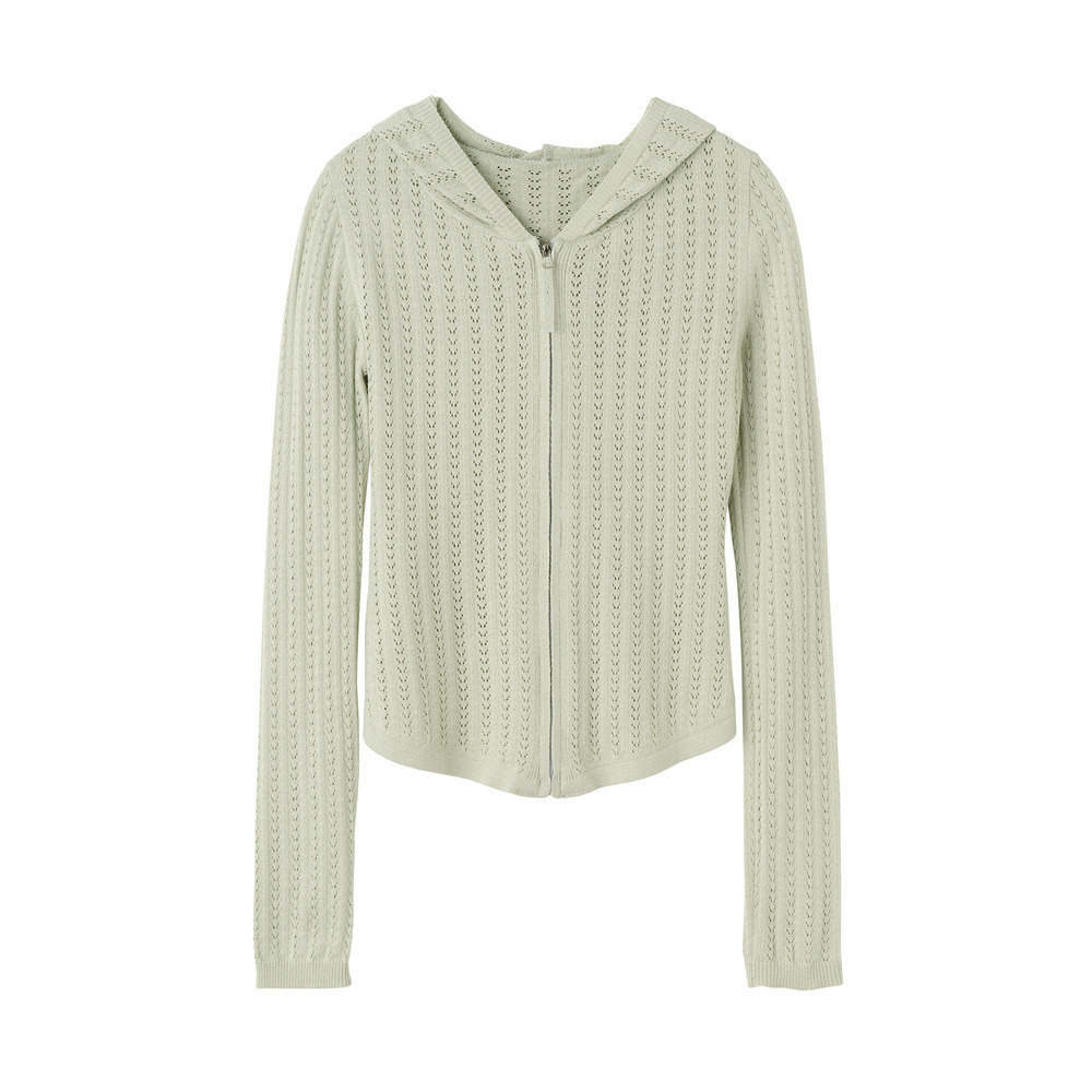 Eyelet Zip-Up Hoodie Pale Mint - 하고