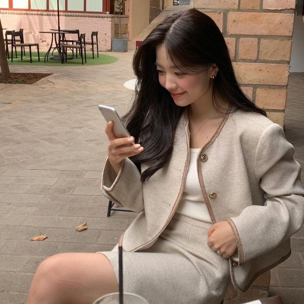 classic tweed jacket - beige - HAGO(하고)