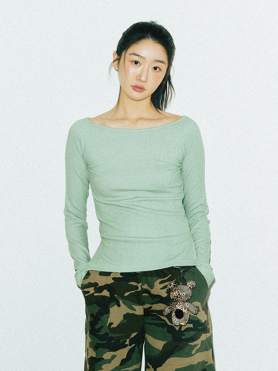 Two Tone long Sleeves Tee (Mint) - 하고(HAGO)