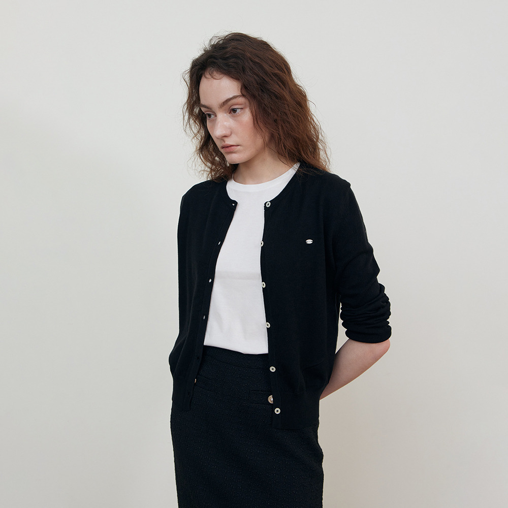 [4차] SOFT COTTON BASIC ROUND CARDIGAN_BLACK - 하고(HAGO)