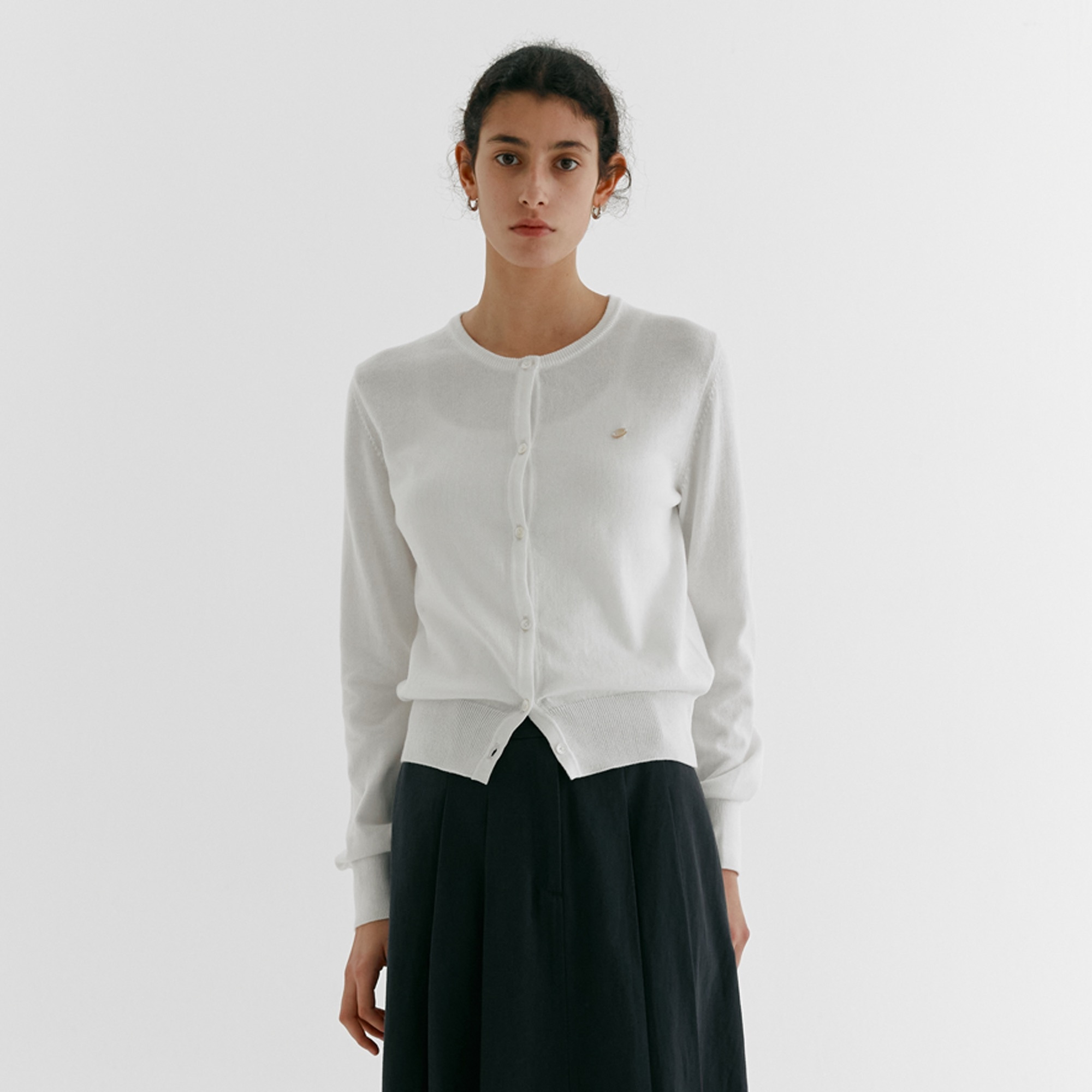 [주말특가]SOFT COTTON BASIC ROUND CARDIGAN_WHITE - HAGO(하고)