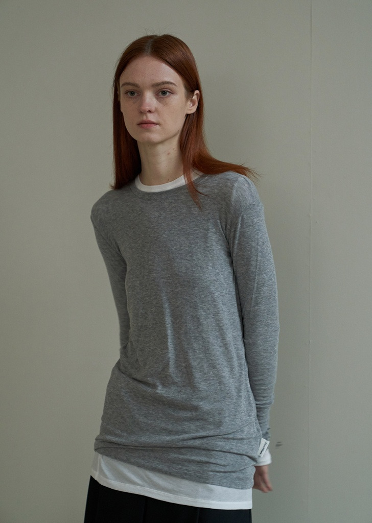 (24SS)Tencel Slim Long Tee Grey - HAGO(하고)