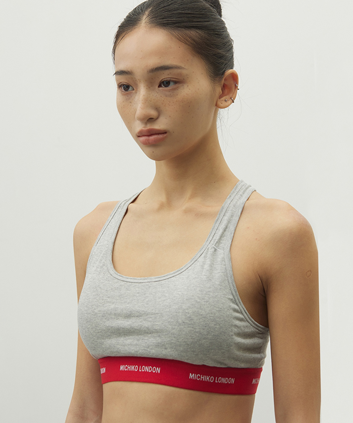 (품절) BASIC LOGO RACERBACK BRA TOP MELANGE - HAGO(하고)