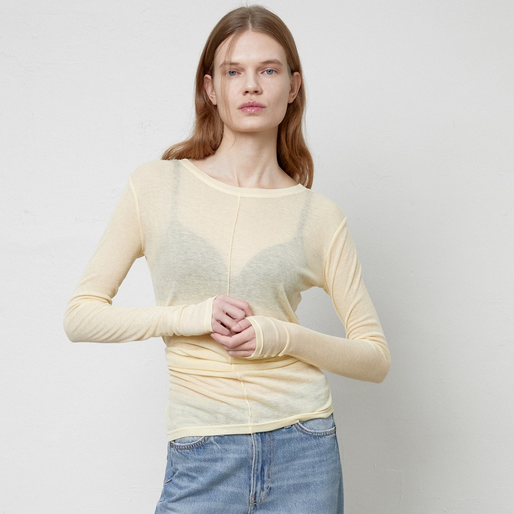 Silky Wool Knit T-Shirts_Light Yellow - HAGO(하고)