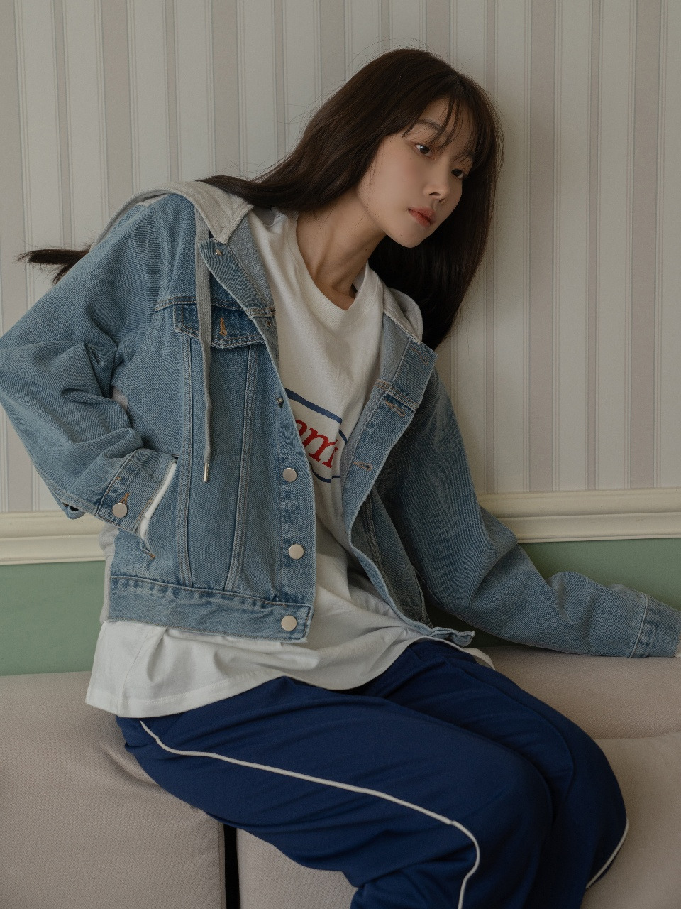 Remake hoodie denim jacket_washed - HAGO(하고)