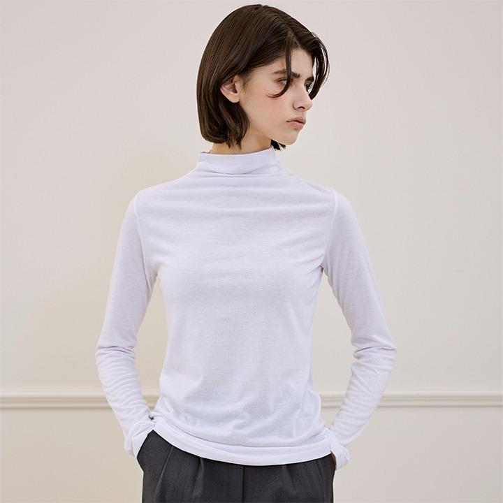 Basic Slim Turtleneck T-shirt [White] - HAGO(하고)
