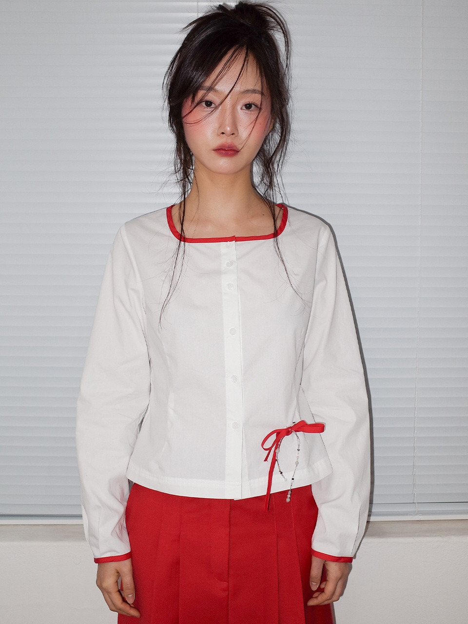 U NECK SHIRT (WHITE) - HAGO(하고)