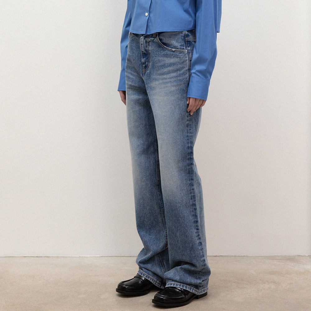 straight-fit washed denim pants (blue) - 하고(HAGO)