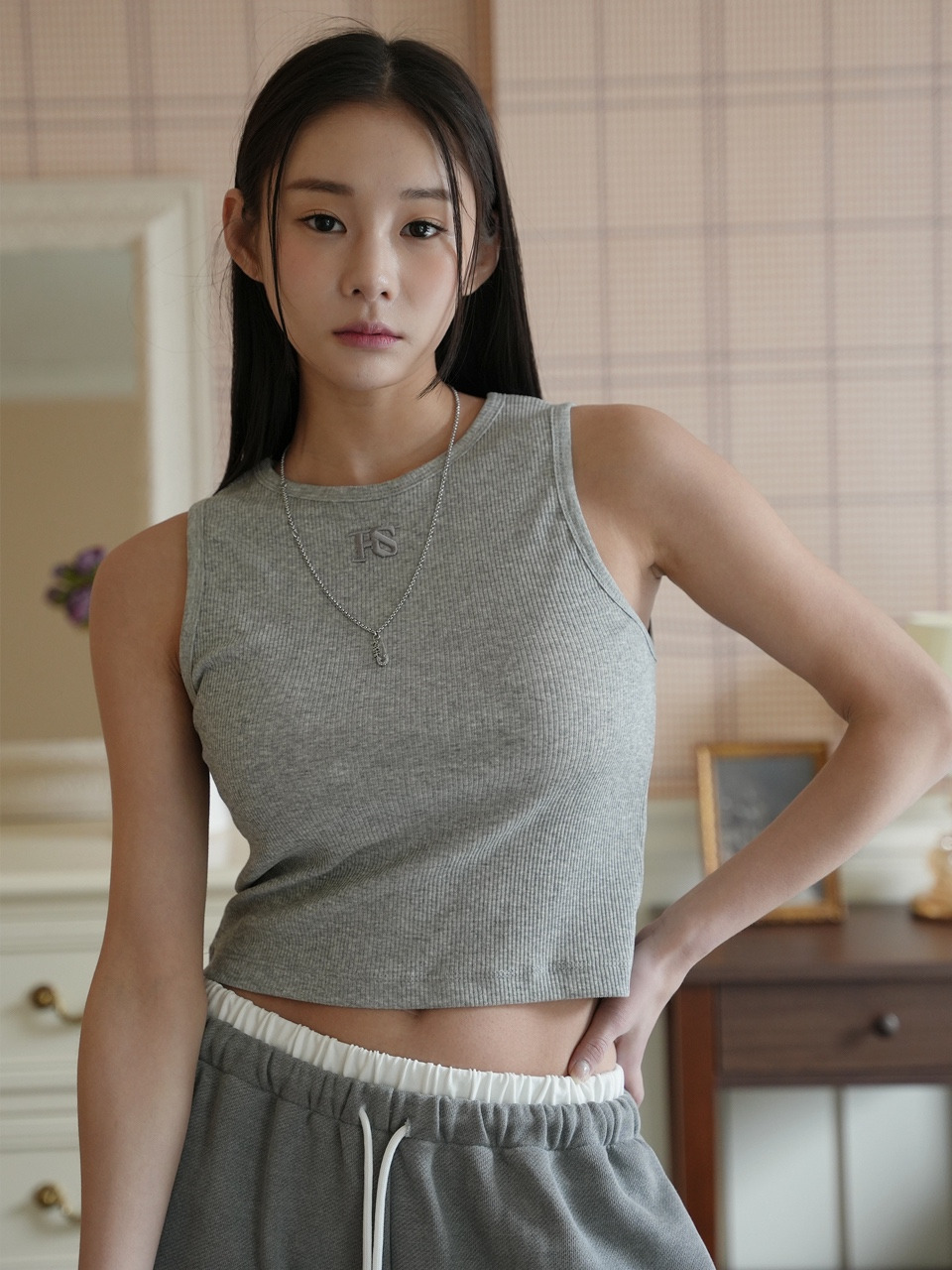 ESSENTIAL RIB CREW NECK SLEEVELESS (MELANGE) - HAGO(하고)