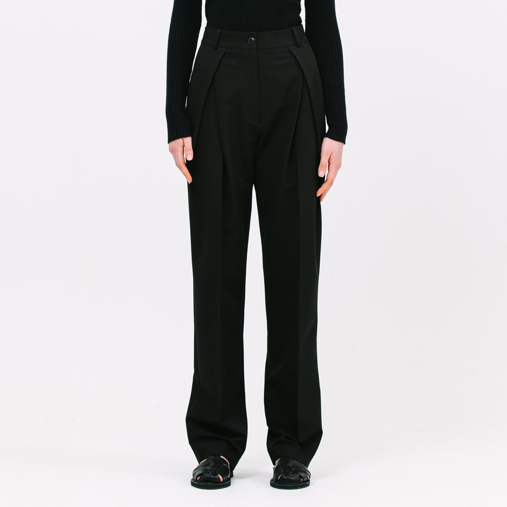 [주말HAGO]crossed tuck pants_black - HAGO(하고)